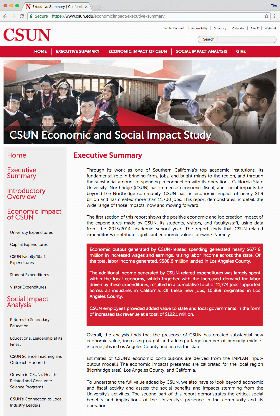 Economic Impacts of California State University Northridge | IMPLAN
